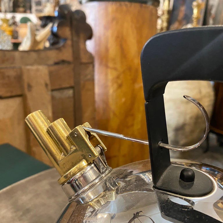 2000 Richard Sapper for Alessi Modernist Steel and Brass Italian Kettle ...