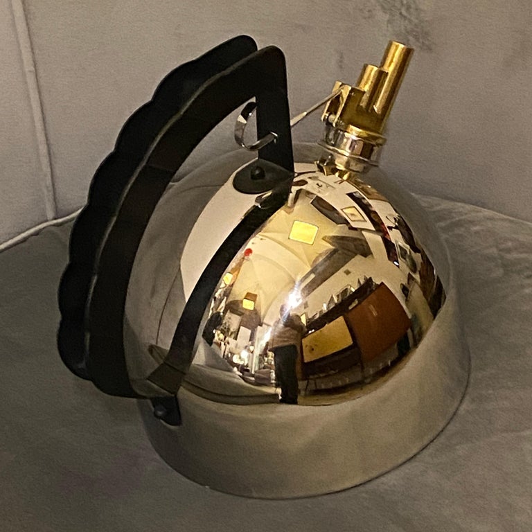 2000 Richard Sapper for Alessi Modernist Steel and Brass Italian Kettle ...