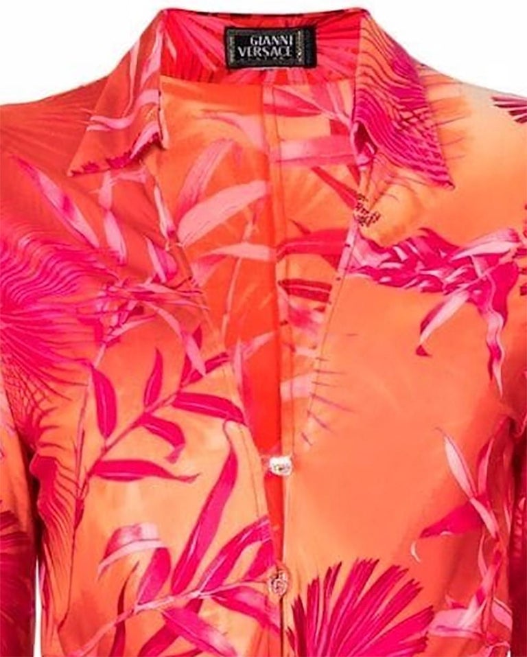2000 Versace Rare and Iconic Pink Jungle Silk Dress For Sale at 1stDibs