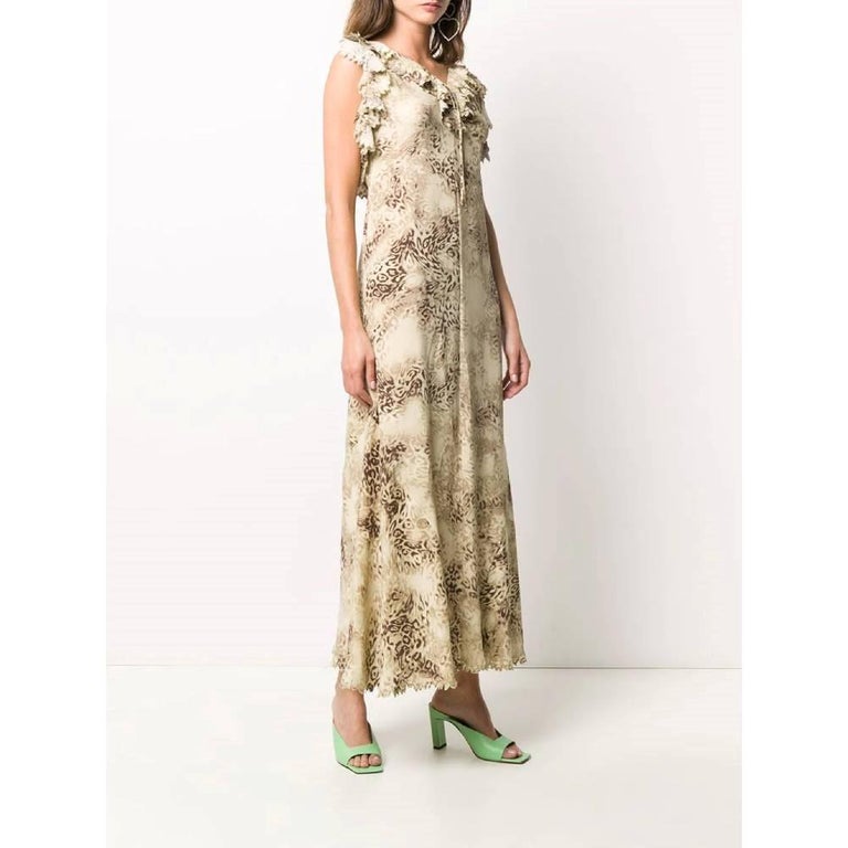2000s A.N.G.E.L.O. Vintage Cult beige leopard print silk long dress For ...