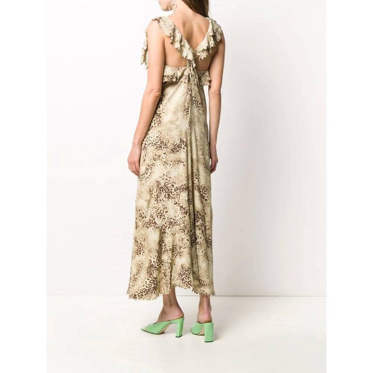 2000s A.N.G.E.L.O. Vintage Cult beige leopard print silk long dress For ...
