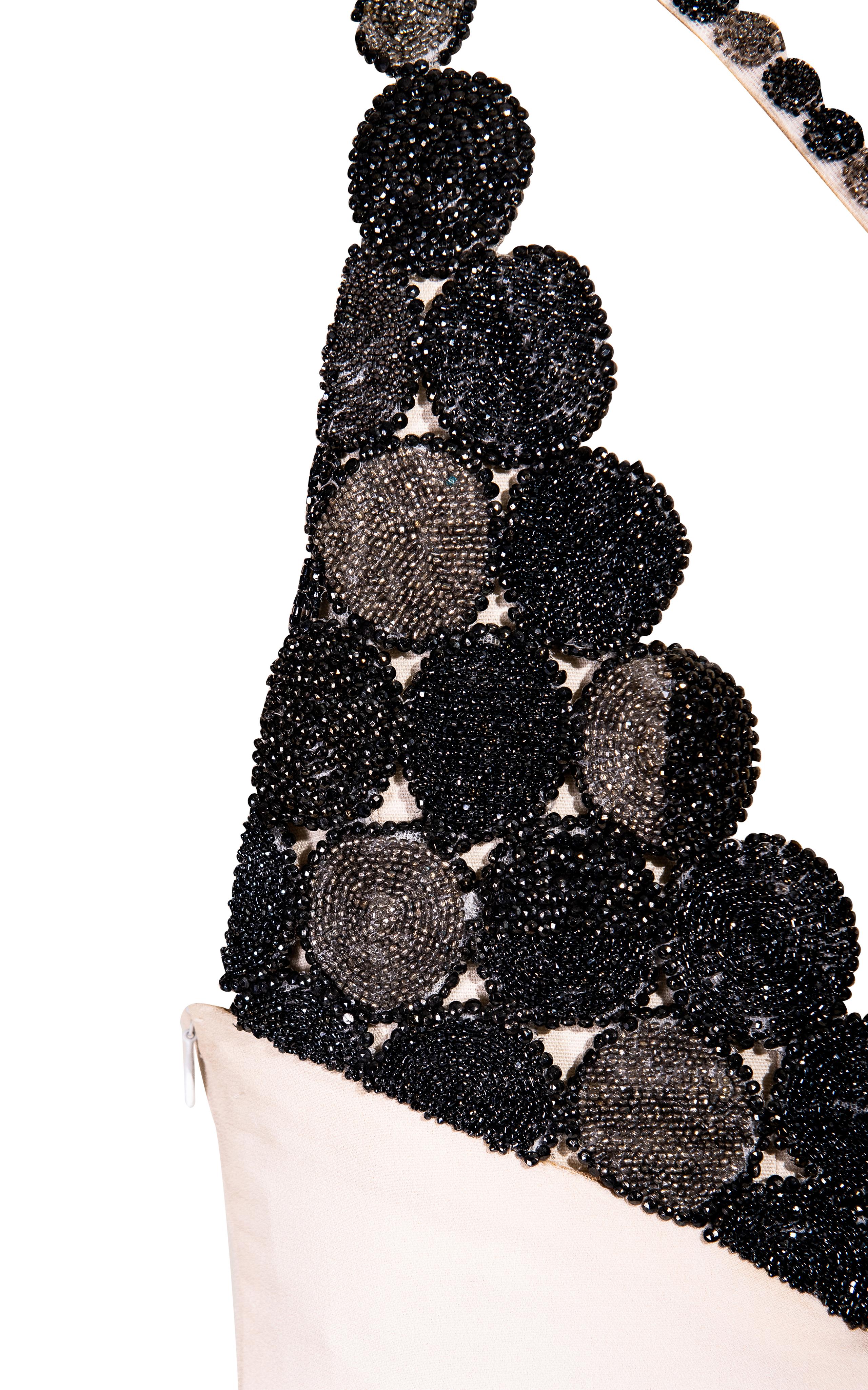 2000's Atelier Versace Haute Couture Silk Embellished Cream Gown at 1stDibs