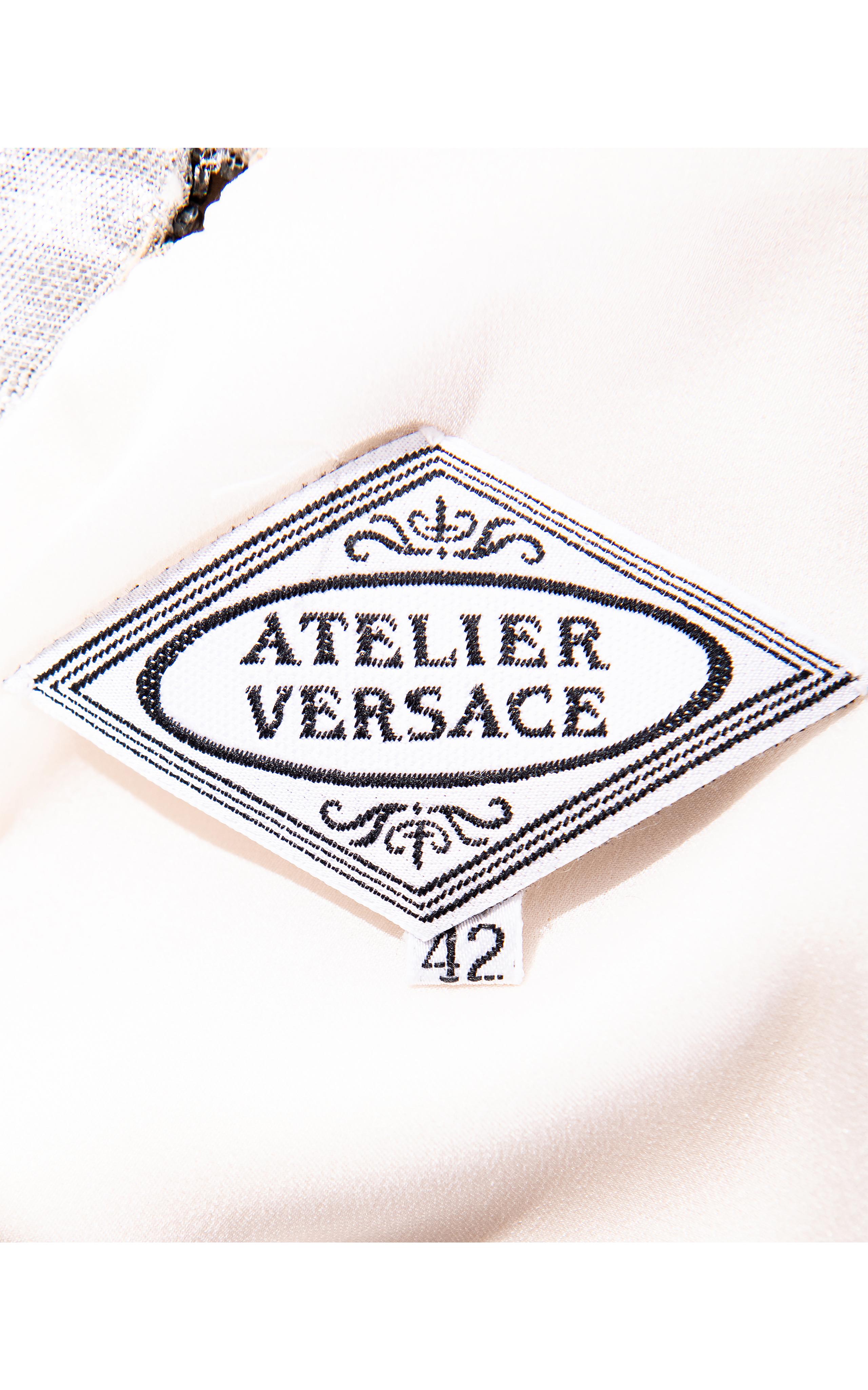 2000's Atelier Versace Haute Couture Silk Embellished Cream Gown at 1stDibs