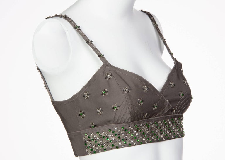 2000s Beaded Prada Bralette with Rhinestone Detail For Sale at 1stDibs