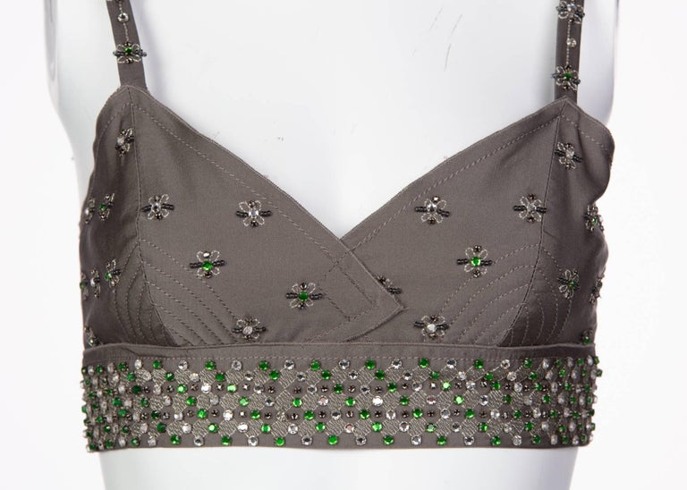 2000s Beaded Prada Bralette with Rhinestone Detail For Sale at 1stDibs