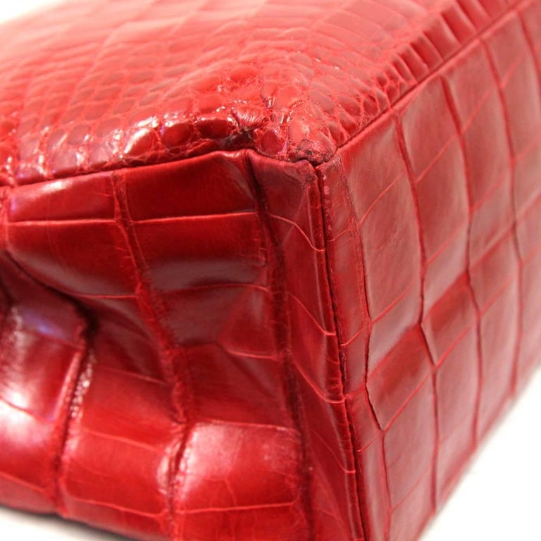 2000s Centro Laro Red Crocodile Leather Bag at 1stDibs
