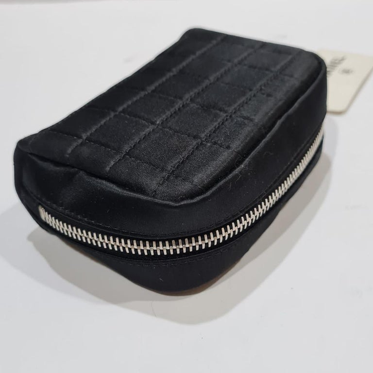 2000s Chanel Black Vintage Satin Make Up Pouch For Sale at 1stDibs