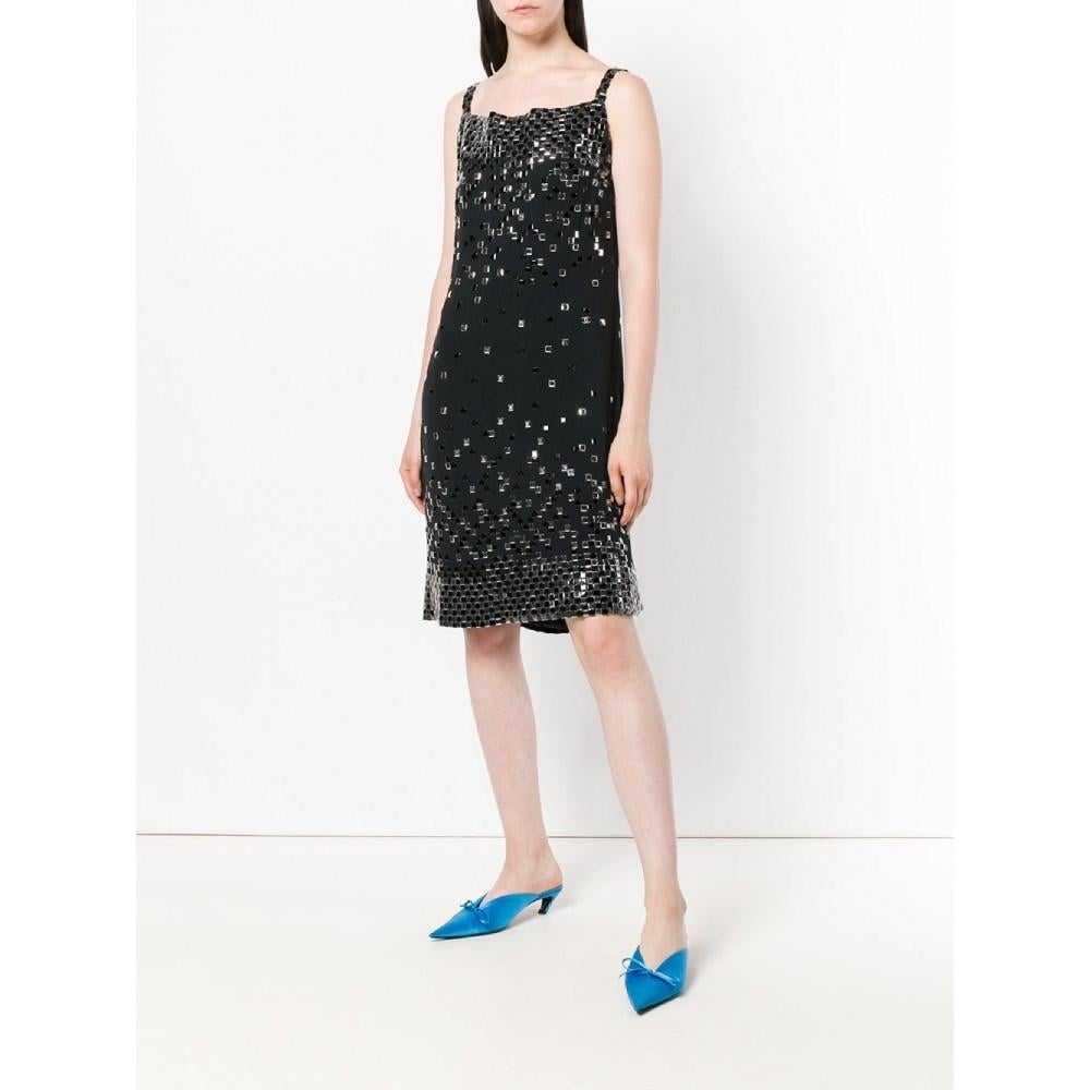 2000s Chanel Vintage black silk sequined dress For Sale at 1stDibs