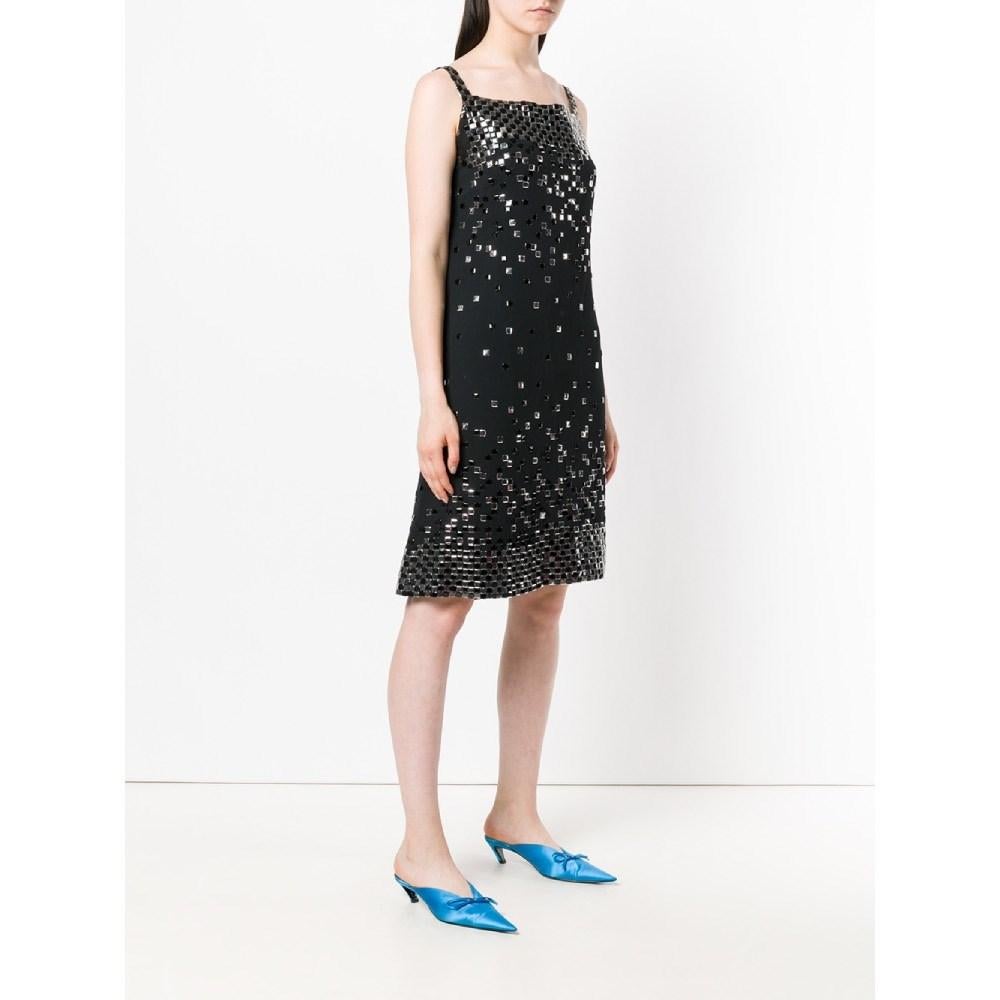 2000s Chanel Vintage black silk sequined dress For Sale at 1stDibs