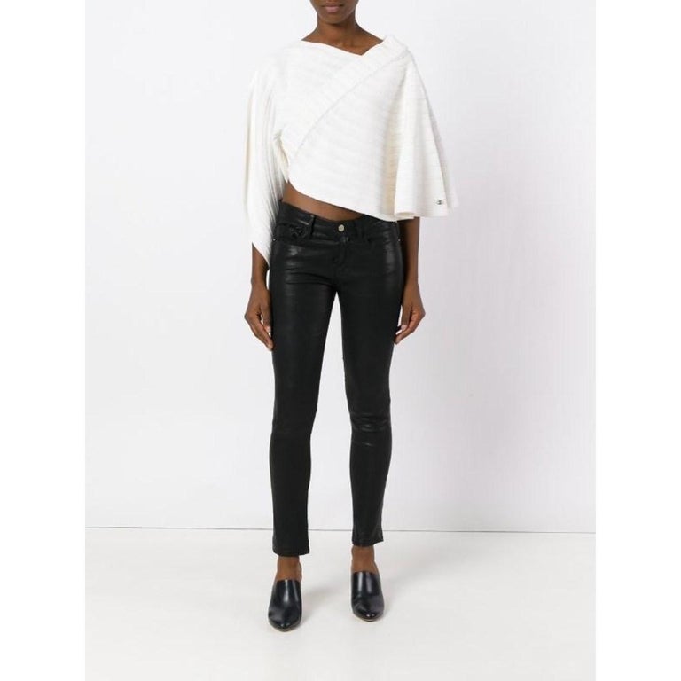 2000s Chanel Vintage white mixed fabric sweater For Sale at 1stDibs