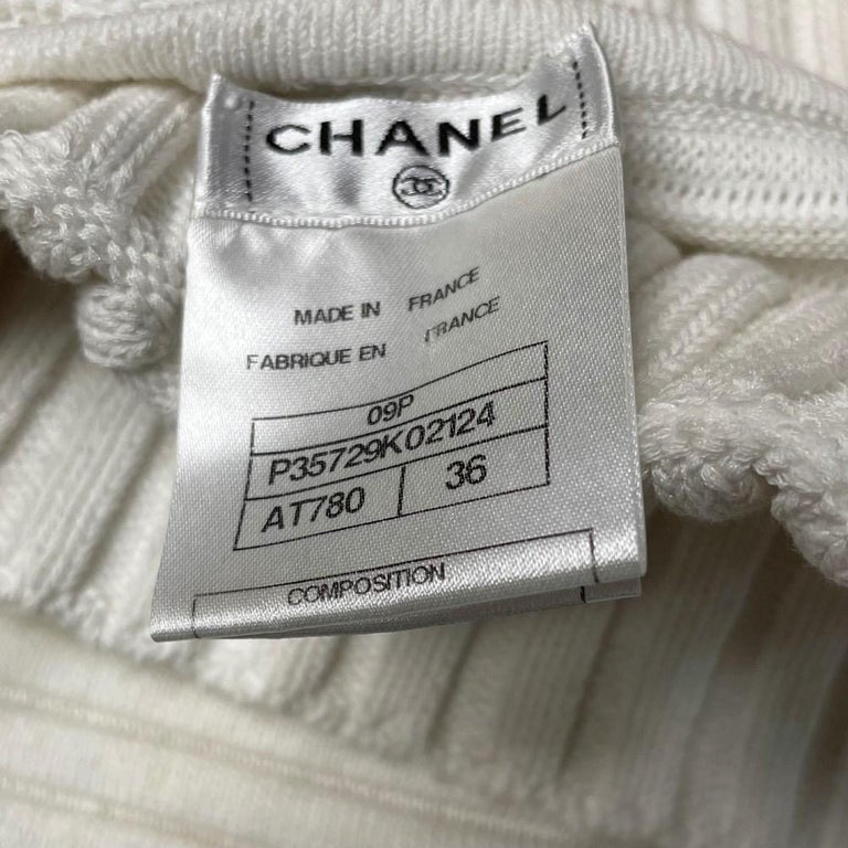 2000s Chanel Vintage white ribbed stretch sleeveless mini dress For ...