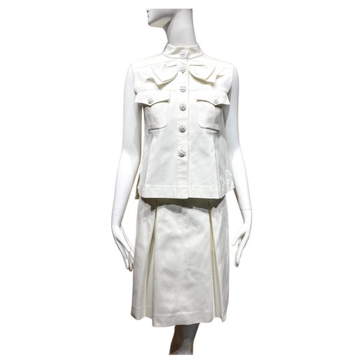 2000s Chanel Cream Tweed Dress and Coat set For Sale at 1stDibs