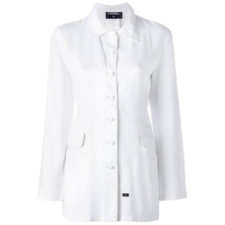 2000s Chanel White Jacket Shirt at 1stDibs