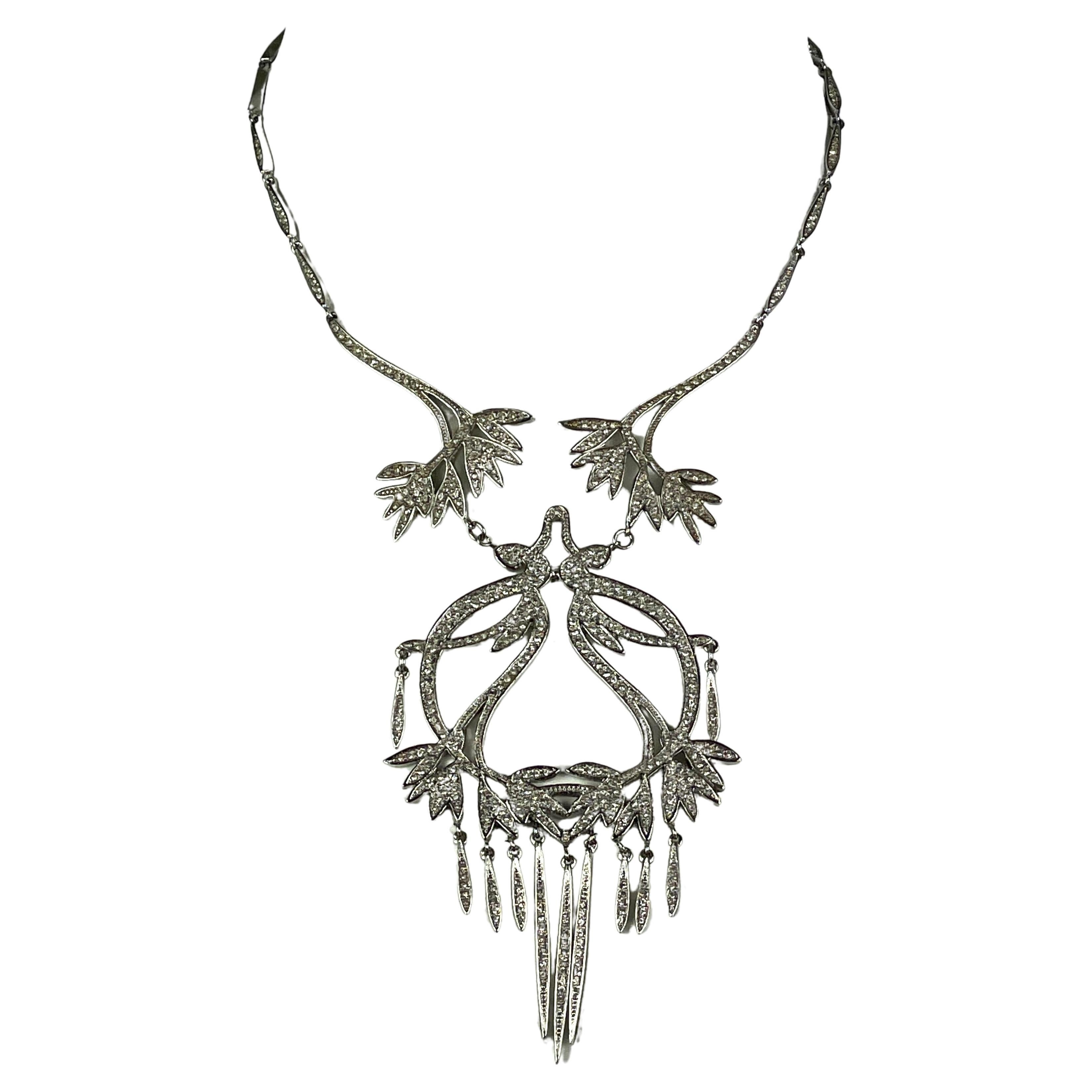 2000's Christian Dior by John Galliano Large Silver Tone Crystal ...