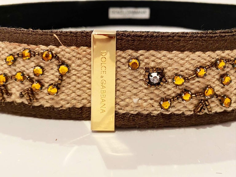 2000s Dolce and Gabbana Cord and Gems Belt For Sale at 1stDibs