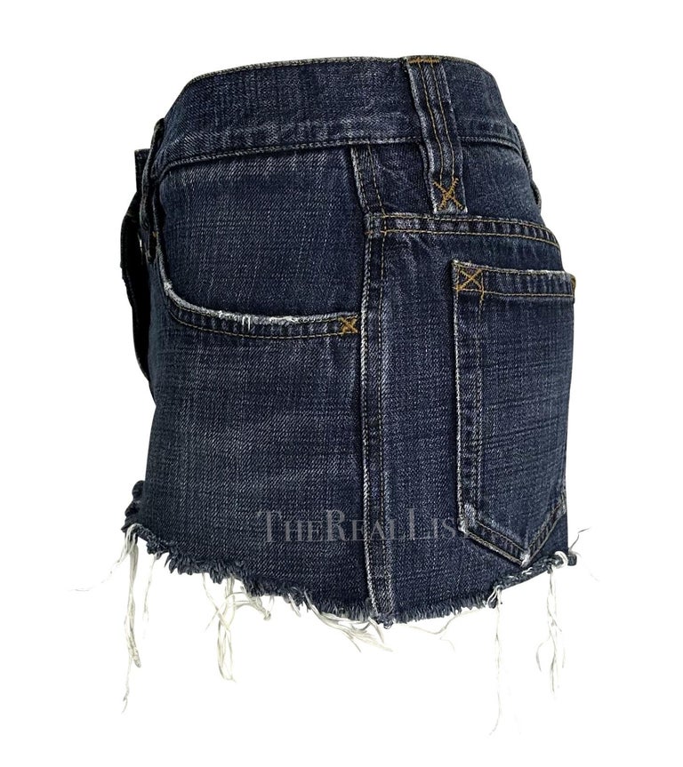 2000s Dolce and Gabbana Distressed Super Mini Denim Logo Skirt For Sale ...