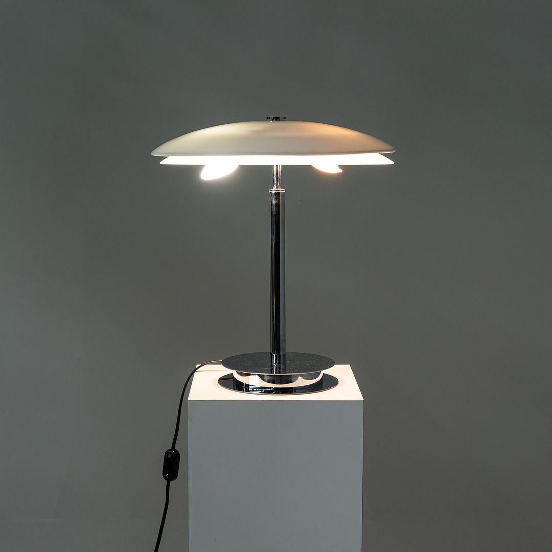 2000s Fontana Arte of Italy Bis - Tris Table Lamp in Chrome and Glass For Sale at 1stDibs