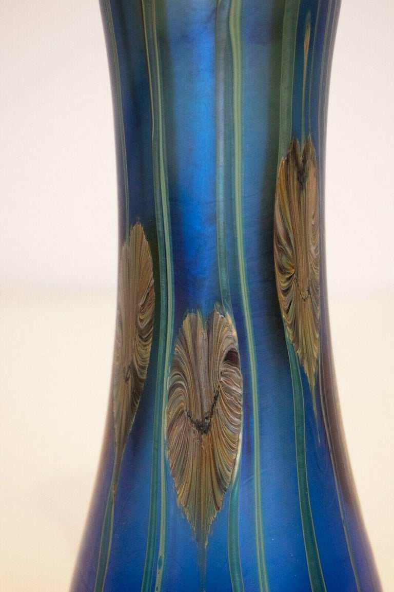 French Blue Studio Glass Vase with Intricate Patterned Detailing, 2000 ...