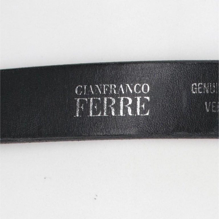 2000s Gianfranco Ferré black leather belt with silver metal snap hooks ...