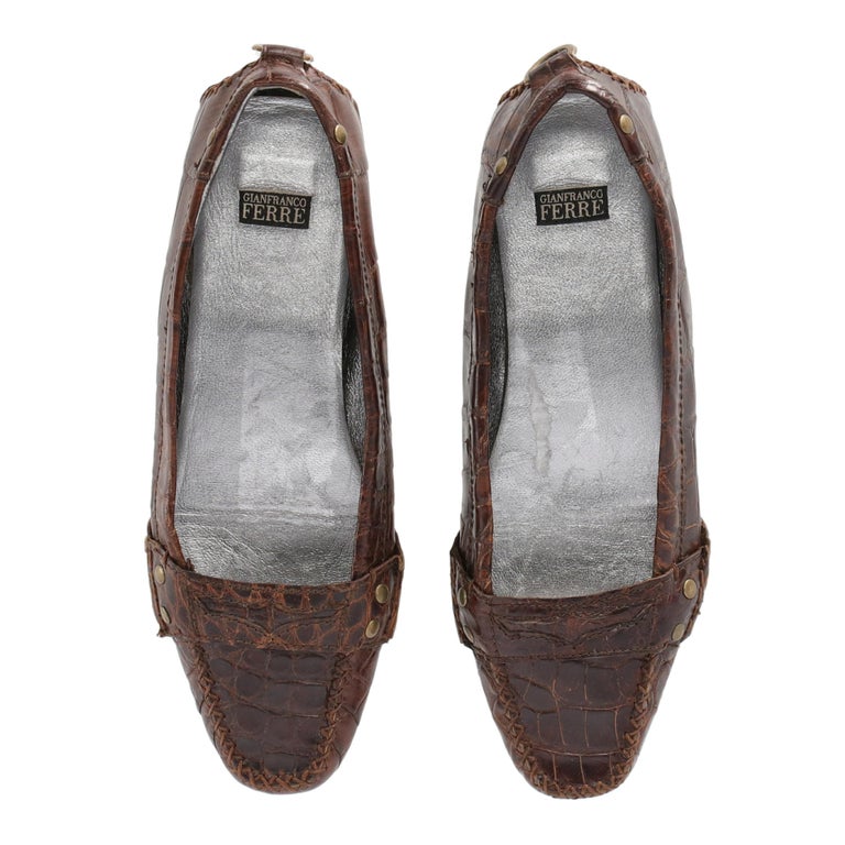 2000s Gianfranco Ferré Crocodile Leather Loafers For Sale at 1stDibs