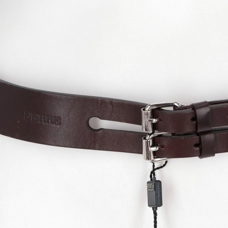 2000s Gianfranco Ferré dark brown leather belt For Sale at 1stDibs