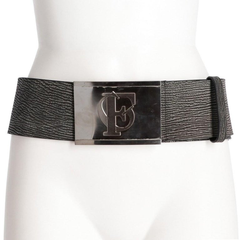 2000s Gianfranco Ferré grey and black embossed leather belt For Sale at ...