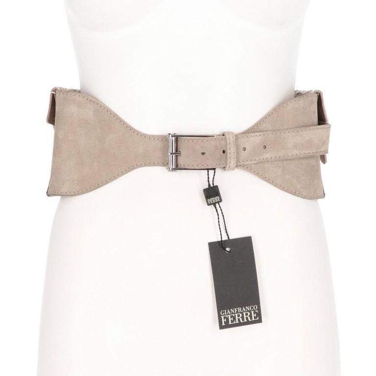 2000s Gianfranco Ferré Grey Suede and Pythonskin Belt For Sale at 1stDibs