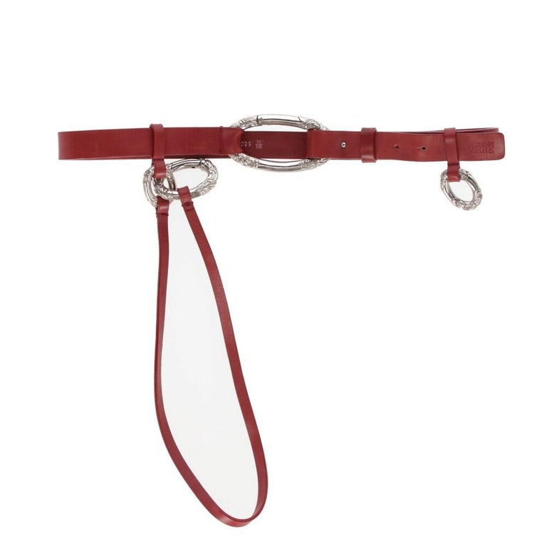 2000s Gianfranco Ferré red leather belt with silver metal carabiners ...