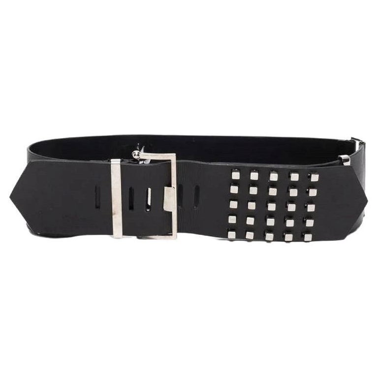 2000s Gianfranco Ferrè Vintage black leather high belt For Sale at 1stDibs