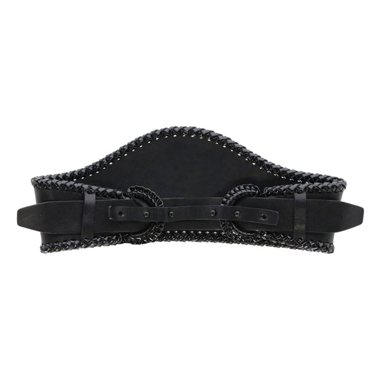 2000s Gianfranco Ferré Vintage Black leather high belt For Sale at 1stDibs