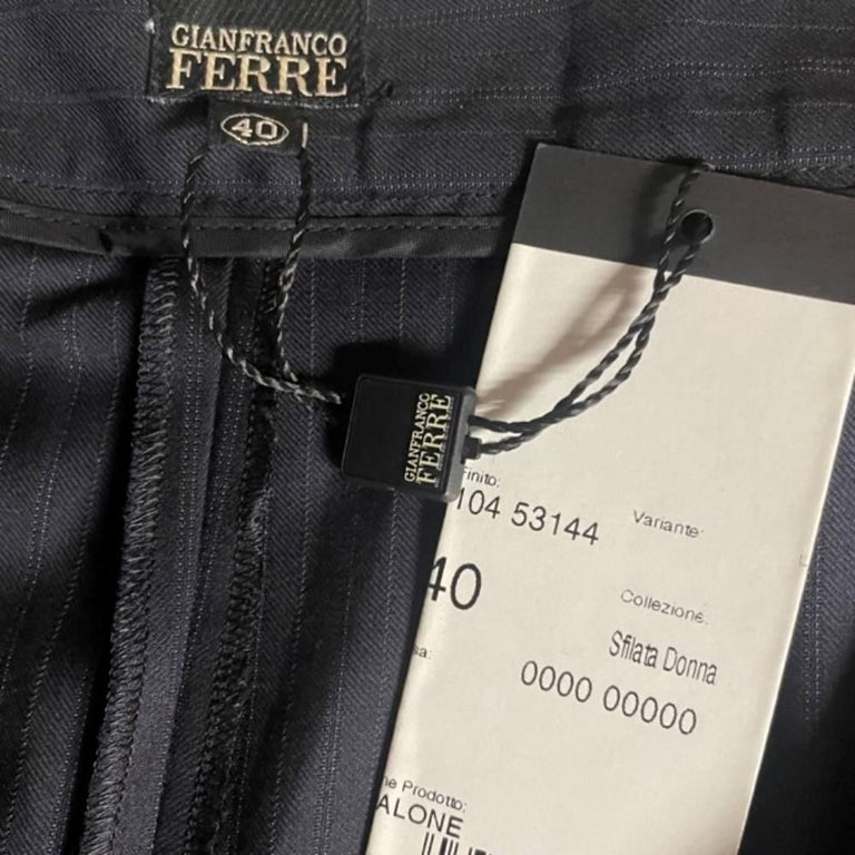 2000s Gianfranco Ferré Vintage blue pinstriped wool trousers For Sale ...