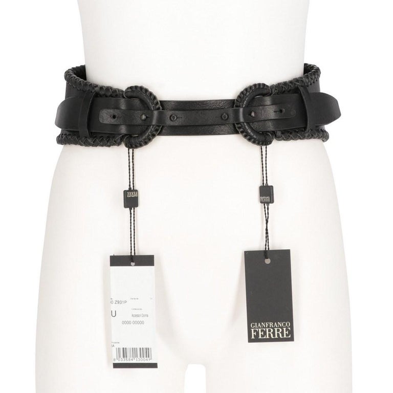 2000s Gianfranco Ferré Vintage brown leather belt with leather ...