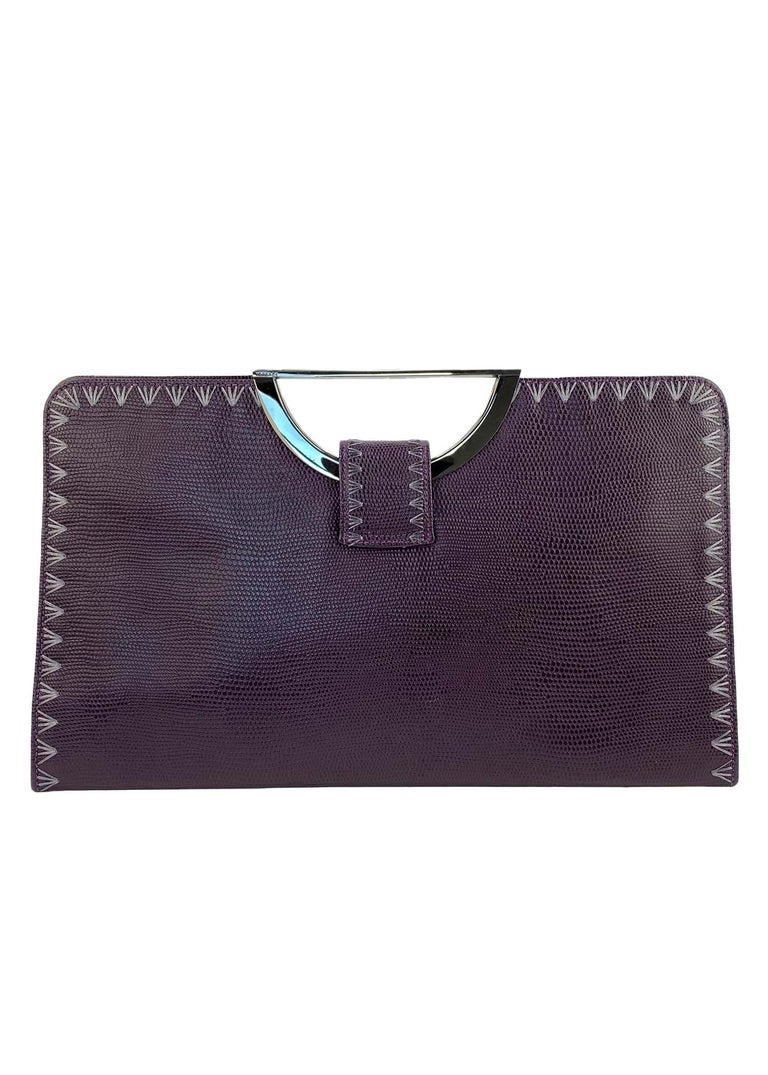 2000s Gianni Versace by Donatella Embroidered Lizard Medusa Clutch ...