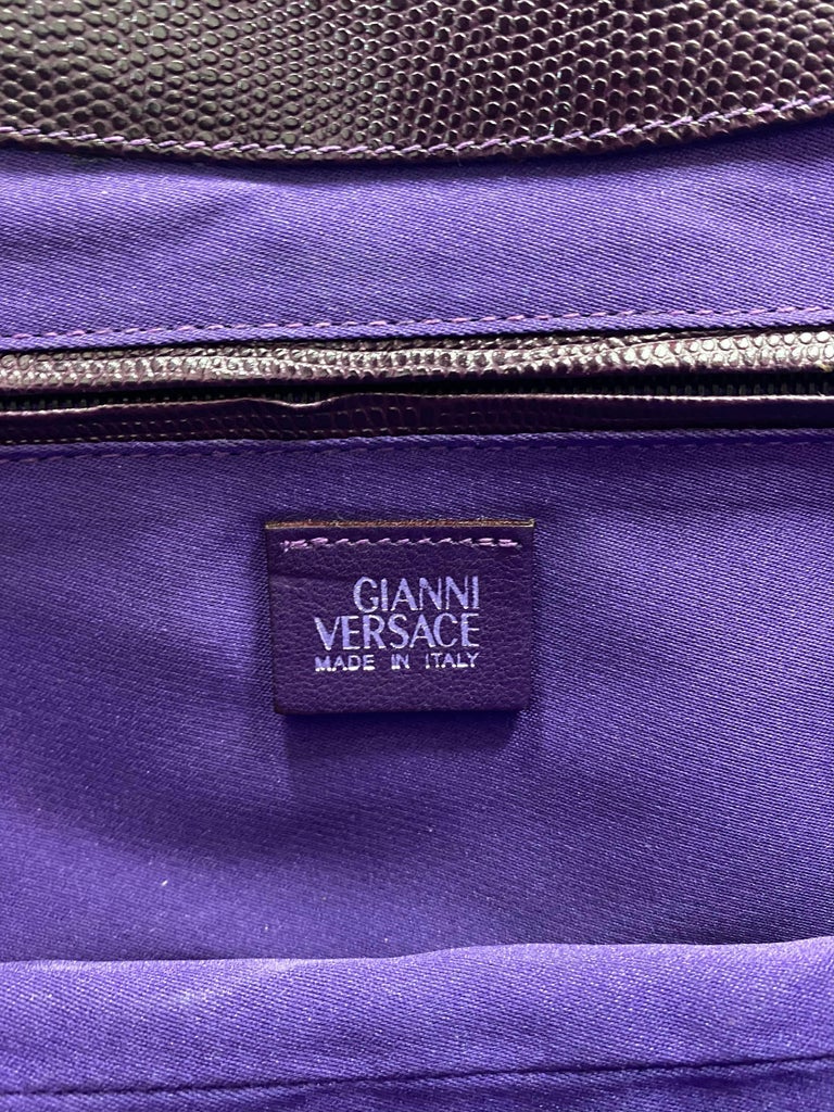 2000s Gianni Versace by Donatella Embroidered Lizard Medusa Clutch ...