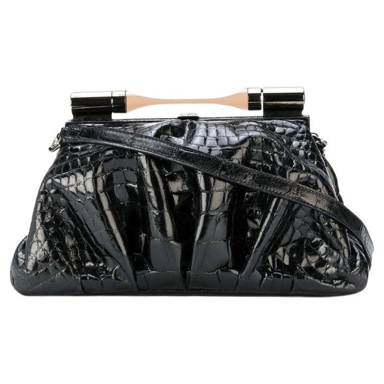 2000s Giorgio Armani Privé Vintage black crocodile leather shoulder bag ...