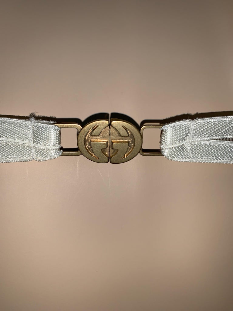 2000's Gucci by Tom Ford Sheer Ivory Mesh Gold Logo Clasp Bra Lingerie ...