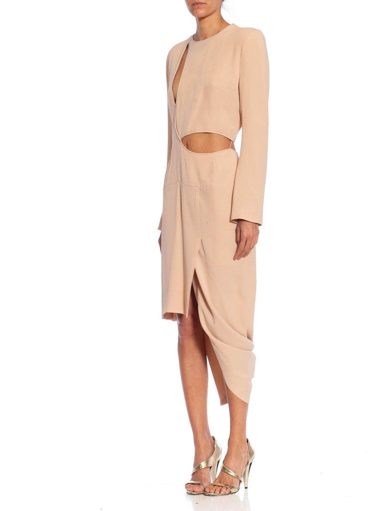 2000S HAIDER ACKERMANN Ecru Acetate/Rayon Cut Out Dress For Sale at 1stDibs