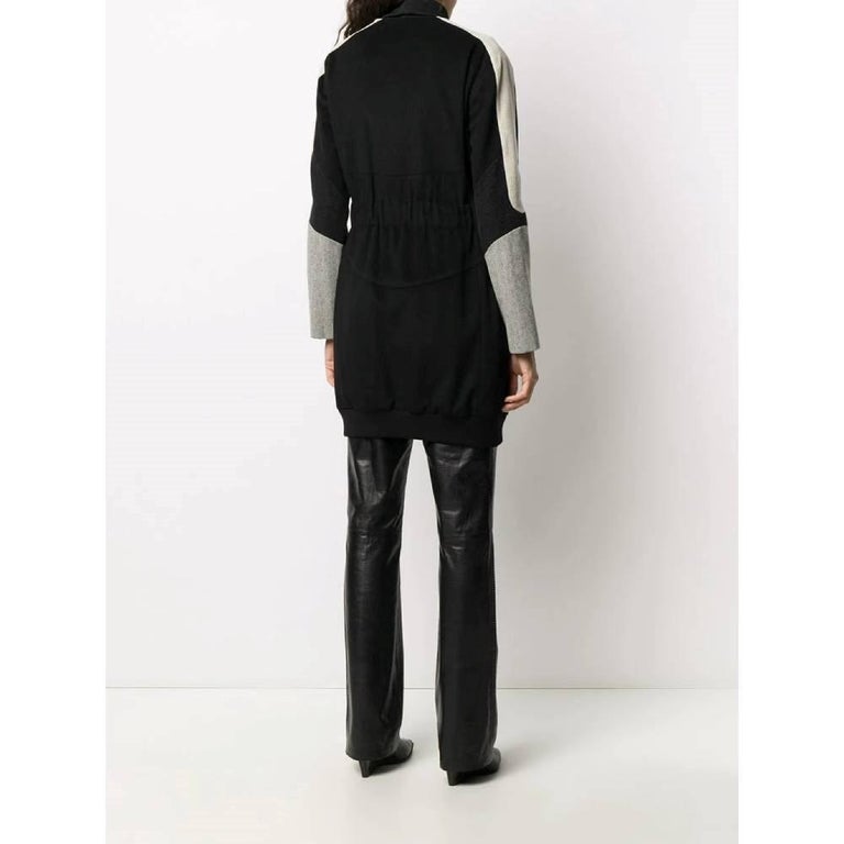 2000s Helmut Lang Vintage black wool coat with bicolor twill details ...