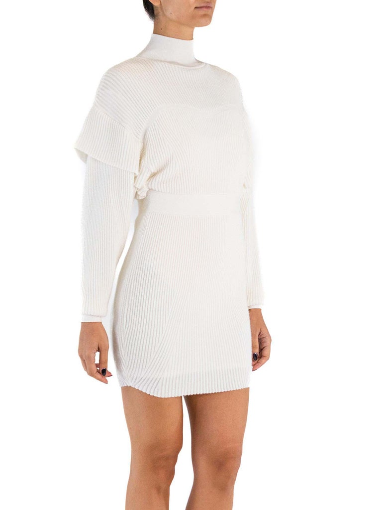 2000S Herve Leger White Bright Rayon Knit Body-Con Sweater Dress at 1stDibs