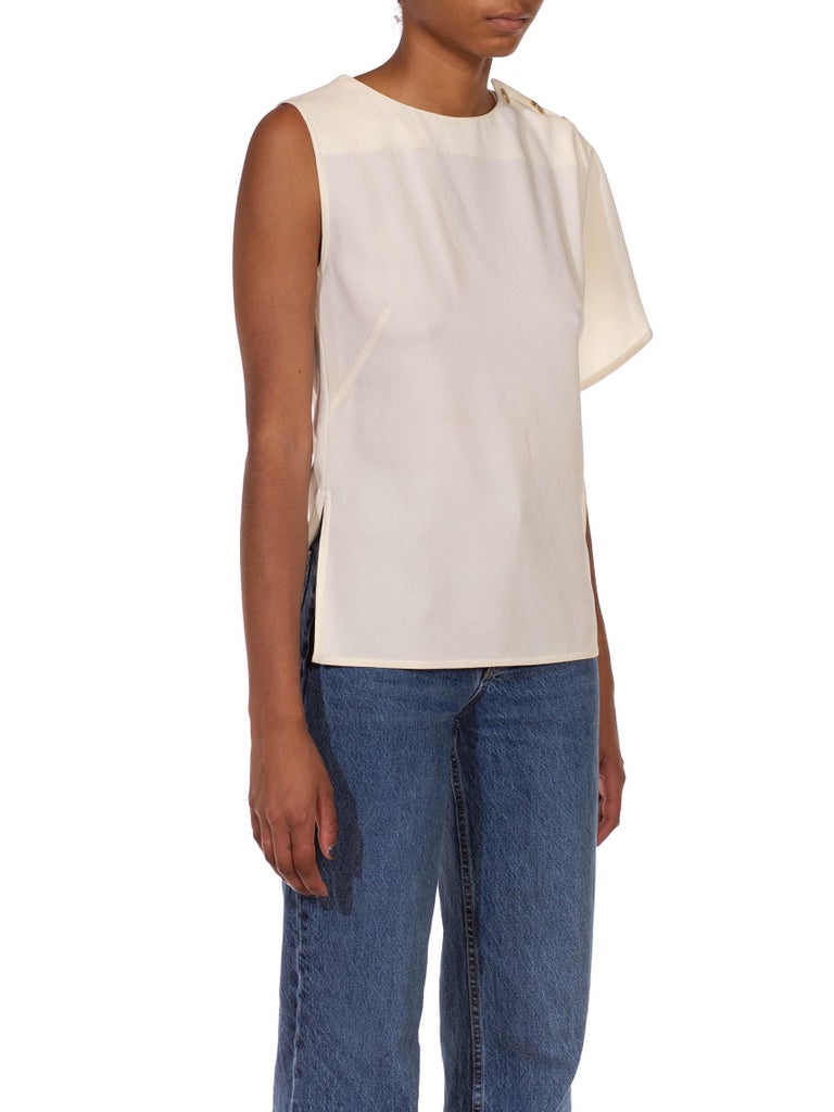 2000S MARNI Cream Silk Faille Top For Sale at 1stDibs