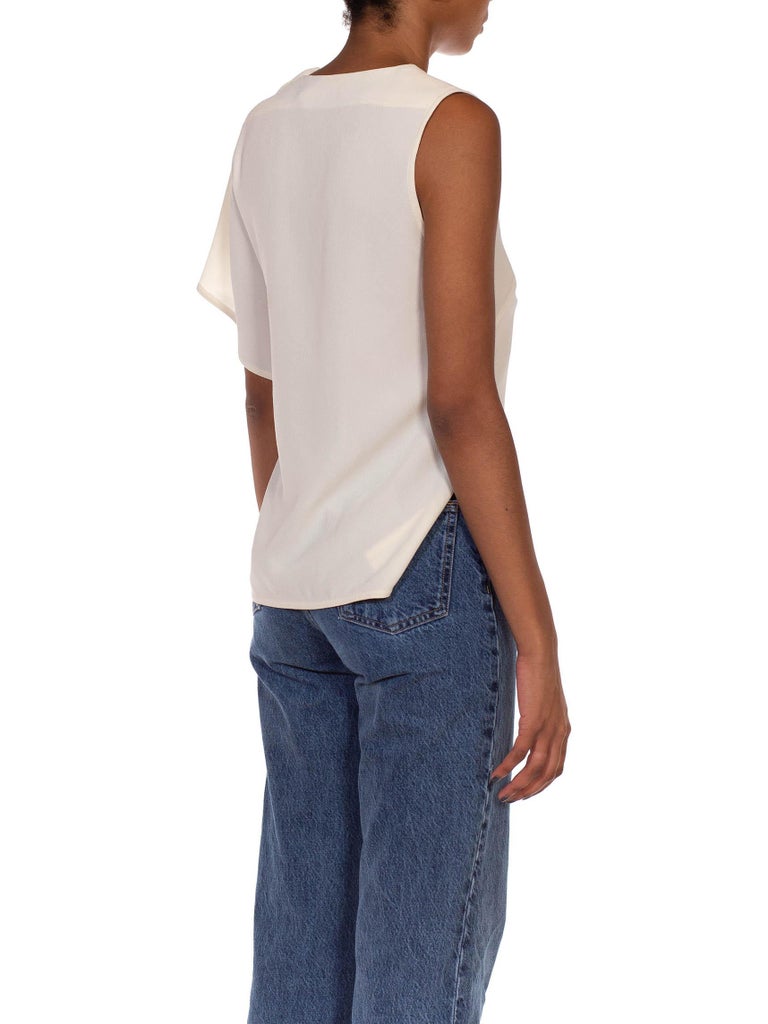 2000S MARNI Cream Silk Faille Top For Sale at 1stDibs