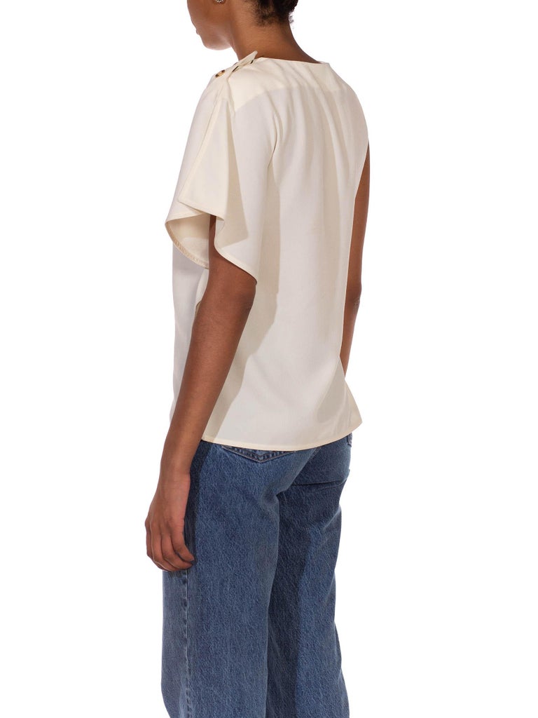 2000S MARNI Cream Silk Faille Top For Sale at 1stDibs