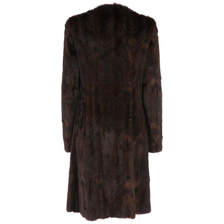 2000s Miu Miu Brown Hamster Fur Coat with Beads and Sequins floral ...
