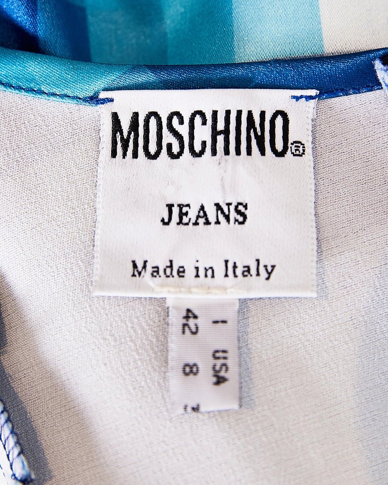 2000's Moschino Blue Pixel Gradient Pattern Midi Dress For Sale at 1stDibs