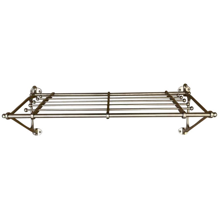 2000s Nickel over Brass Train Luggage Rack, Industrial Style For Sale ...