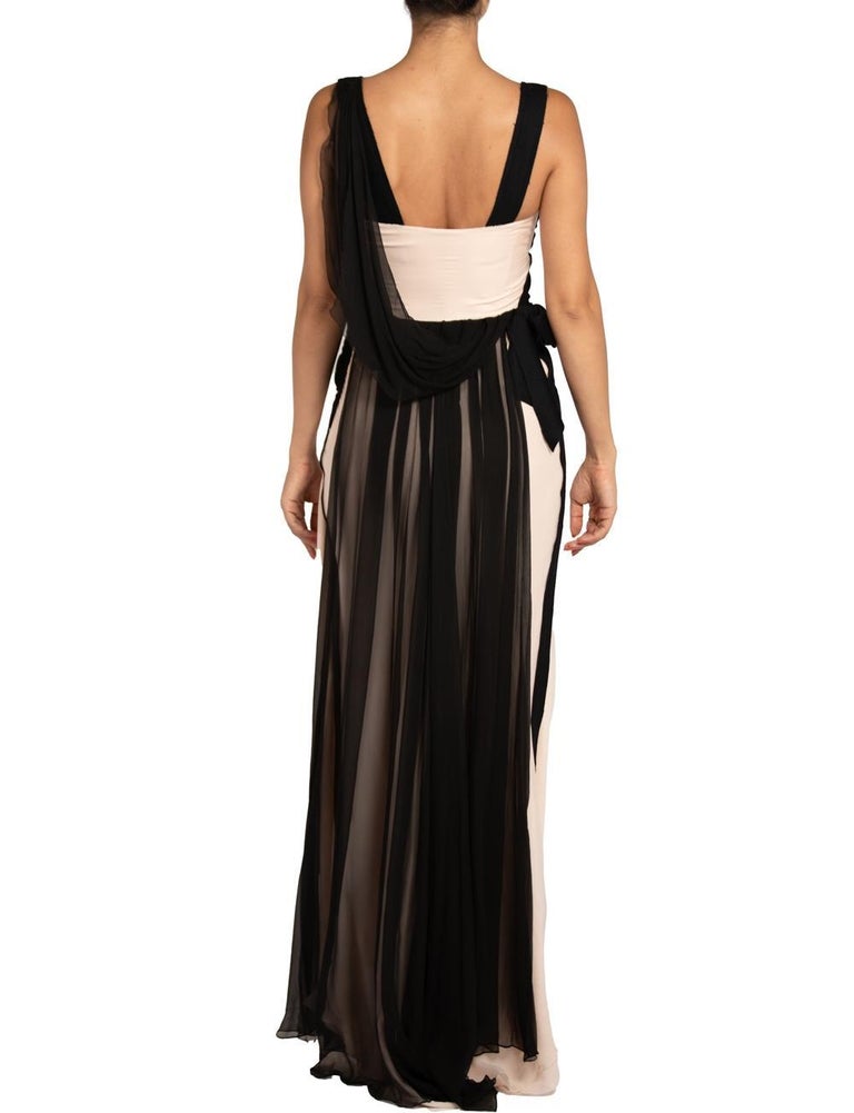 2000S NINA RICCI Pink and Gray Silk Chiffon Deconstructed Gown For Sale ...