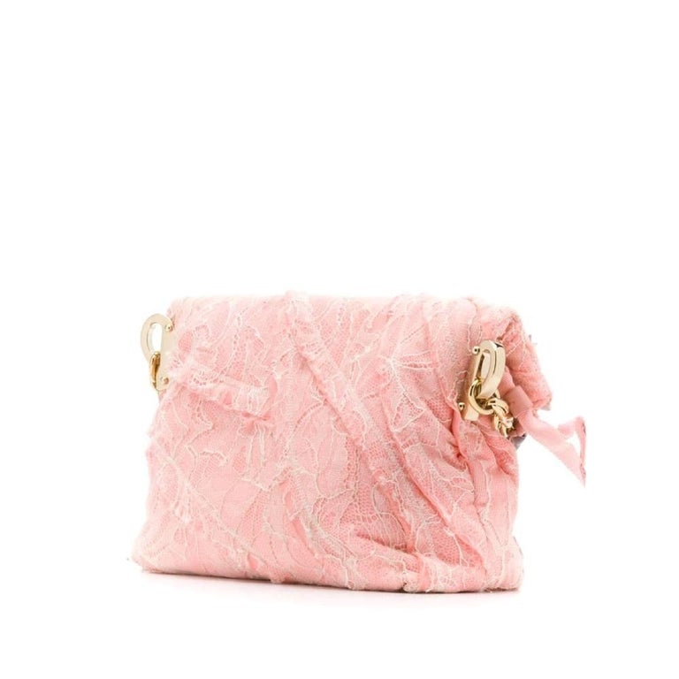 2000s Nina Ricci pink leather laced small bag For Sale at 1stDibs