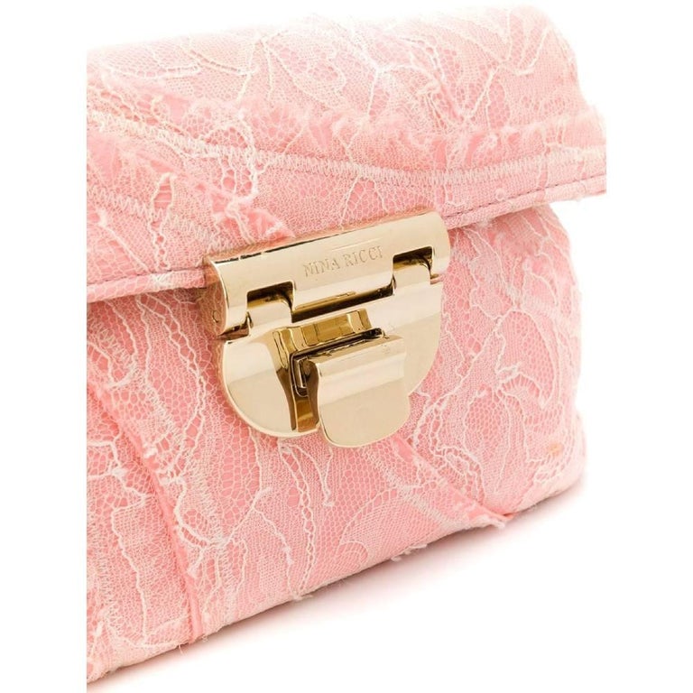 2000s Nina Ricci pink leather laced small bag For Sale at 1stDibs