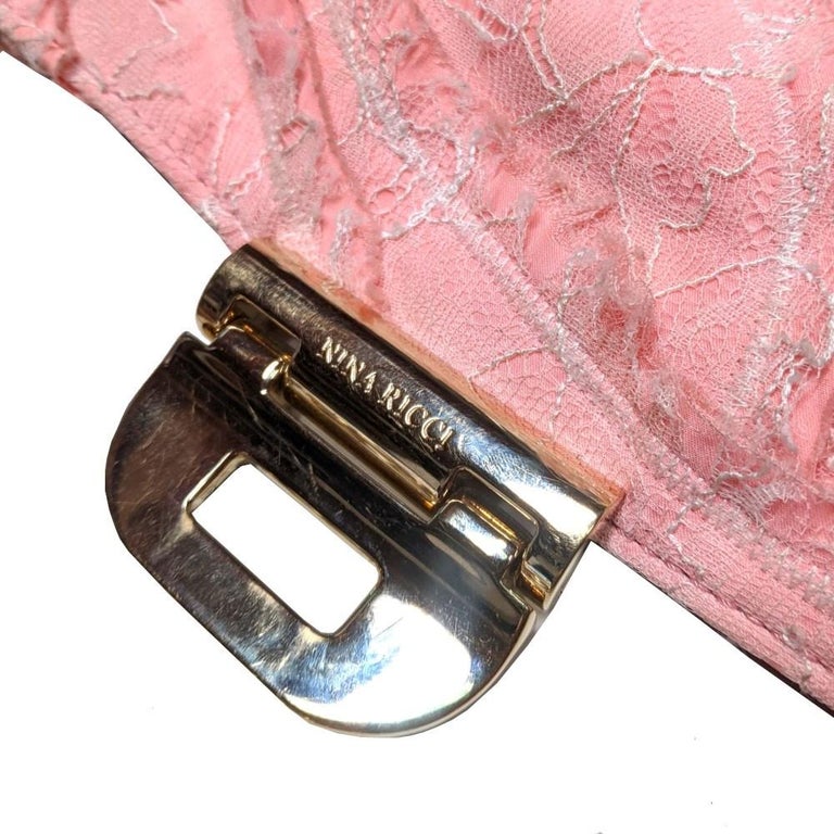 2000s Nina Ricci Vintage pink leather laced small bag For Sale at 1stDibs