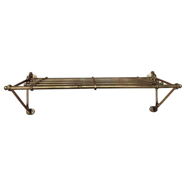 2000s Polished Brass Train Luggage Rack, Industrial Style For Sale at ...